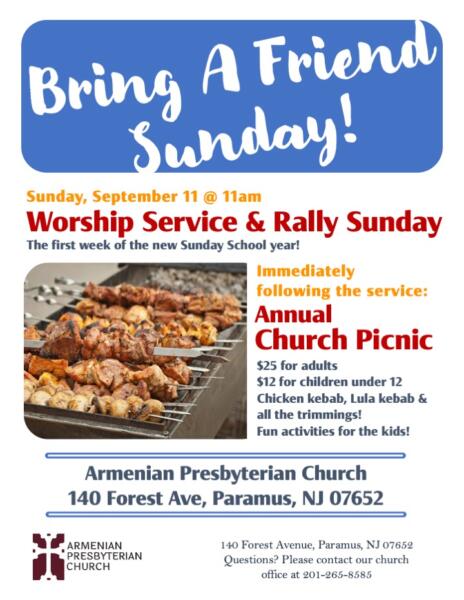 Bring A Friend Sunday on 9/11 - Rally Sunday and Church Picnic ...