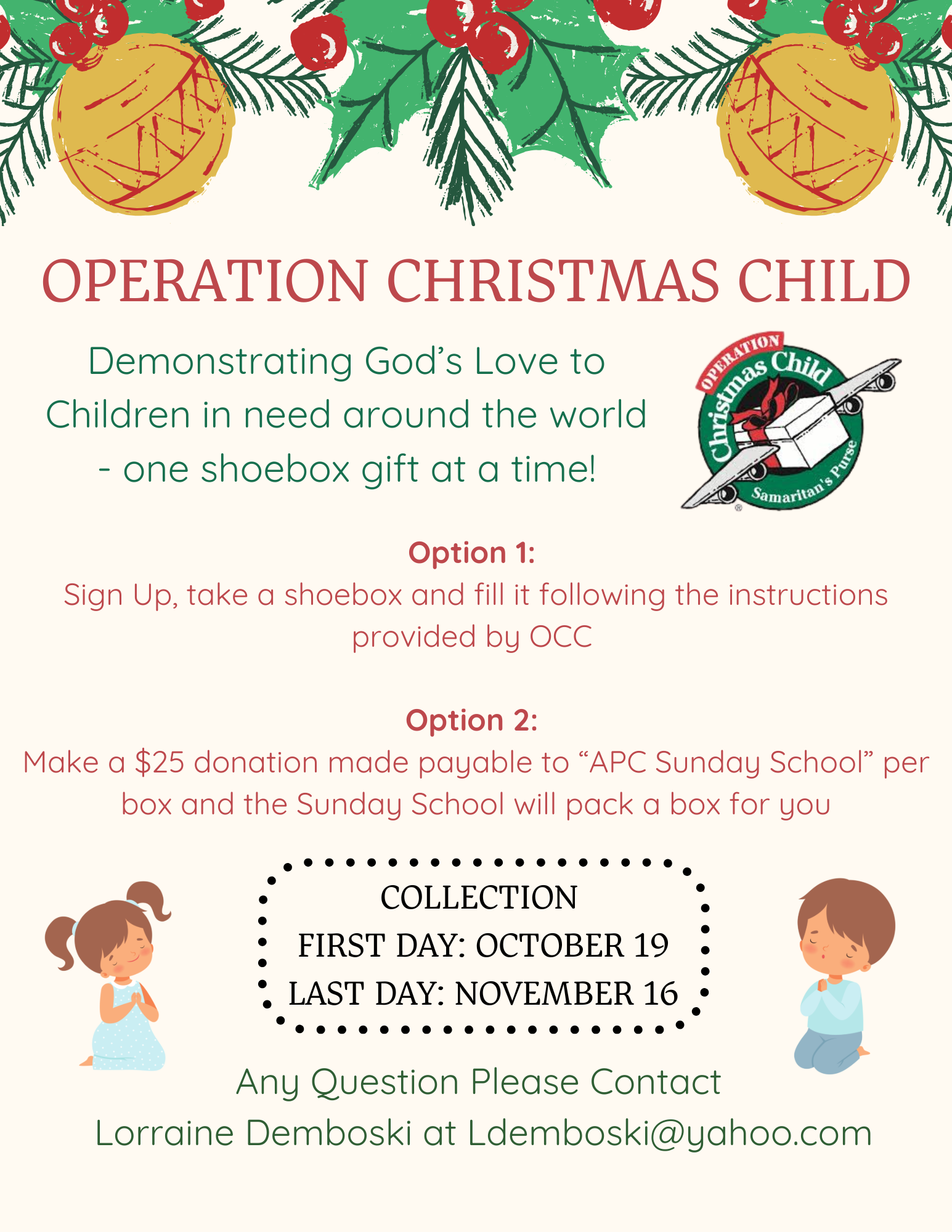 Operation Christmas Child 2025 - Armenian Presbyterian Church